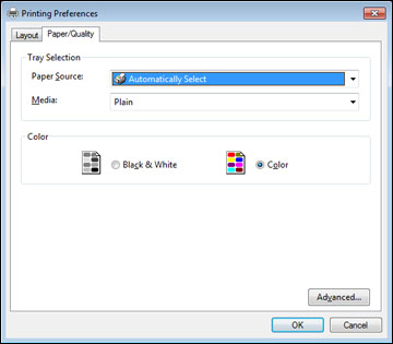 Setting the Paper Size and Source - PostScript Printer Software - Windows