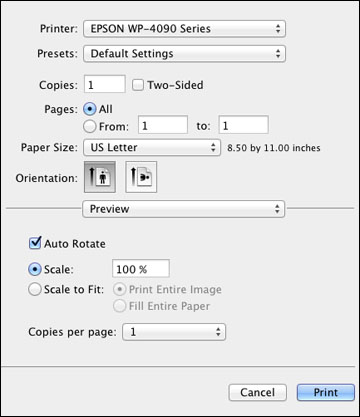 Selecting Basic Print Settings - PostScript Printer Software - Mac OS X ...