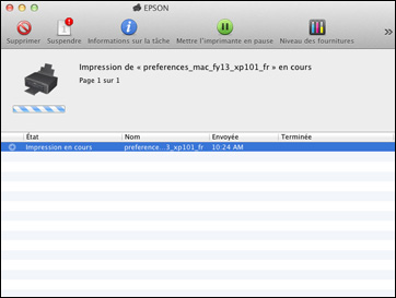 Vérification de l’état de l’impression - Mac OS X