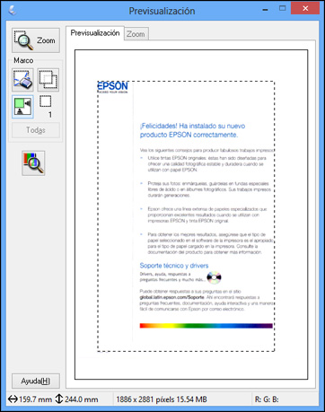 Cómo seleccionar un área de escaneo - Modo Oficina
