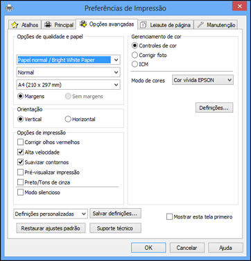 Como selecionar configurações avançadas de impressão - Windows