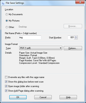 Scanning to a PDF File