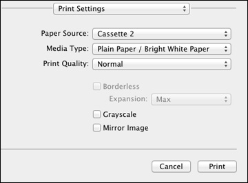 Selecting Basic Print Settings - Mac OS X